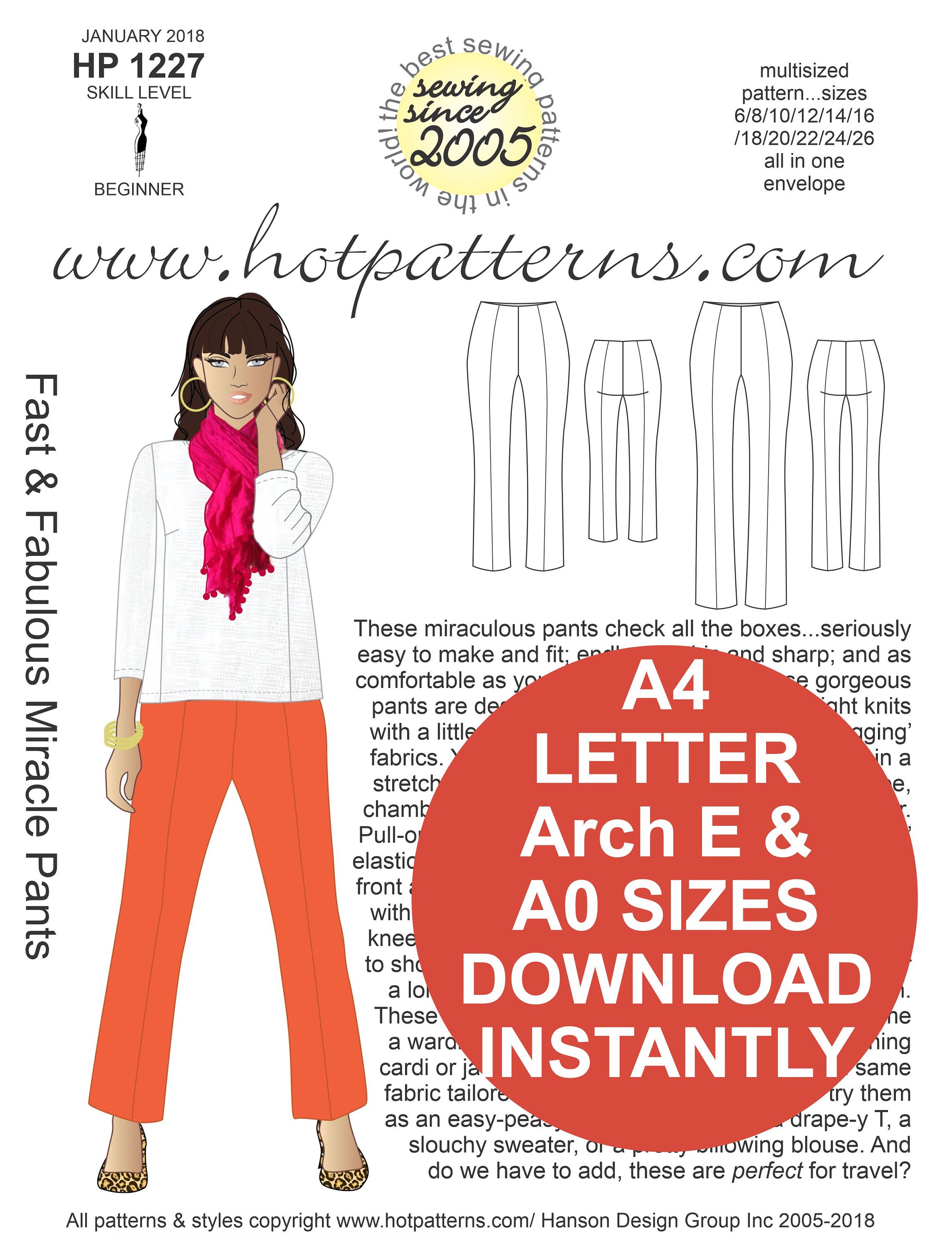 Miracle Pants Sewing Pattern: Pull-on Crop Pants, Plus Size (digital ...