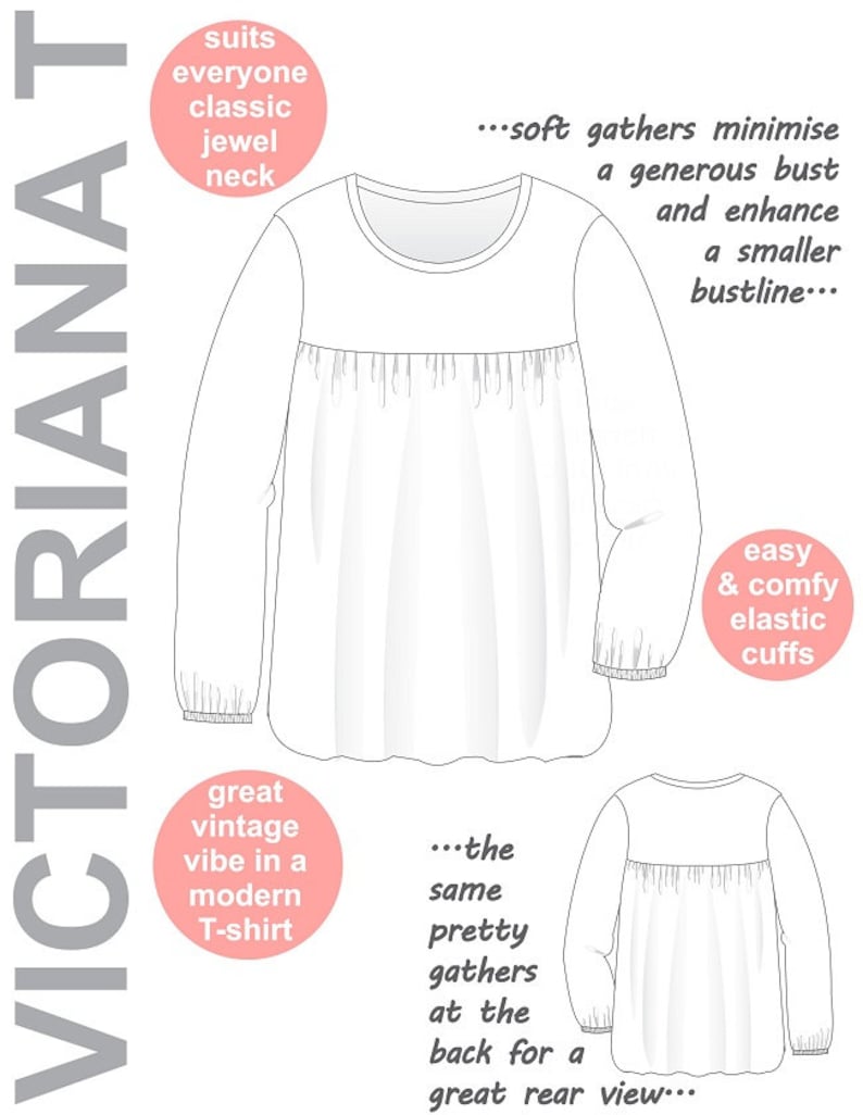 Vintage T-shirt Sewing Pattern. Easy-to-sew. Fast & Fabulous Victoriana ...