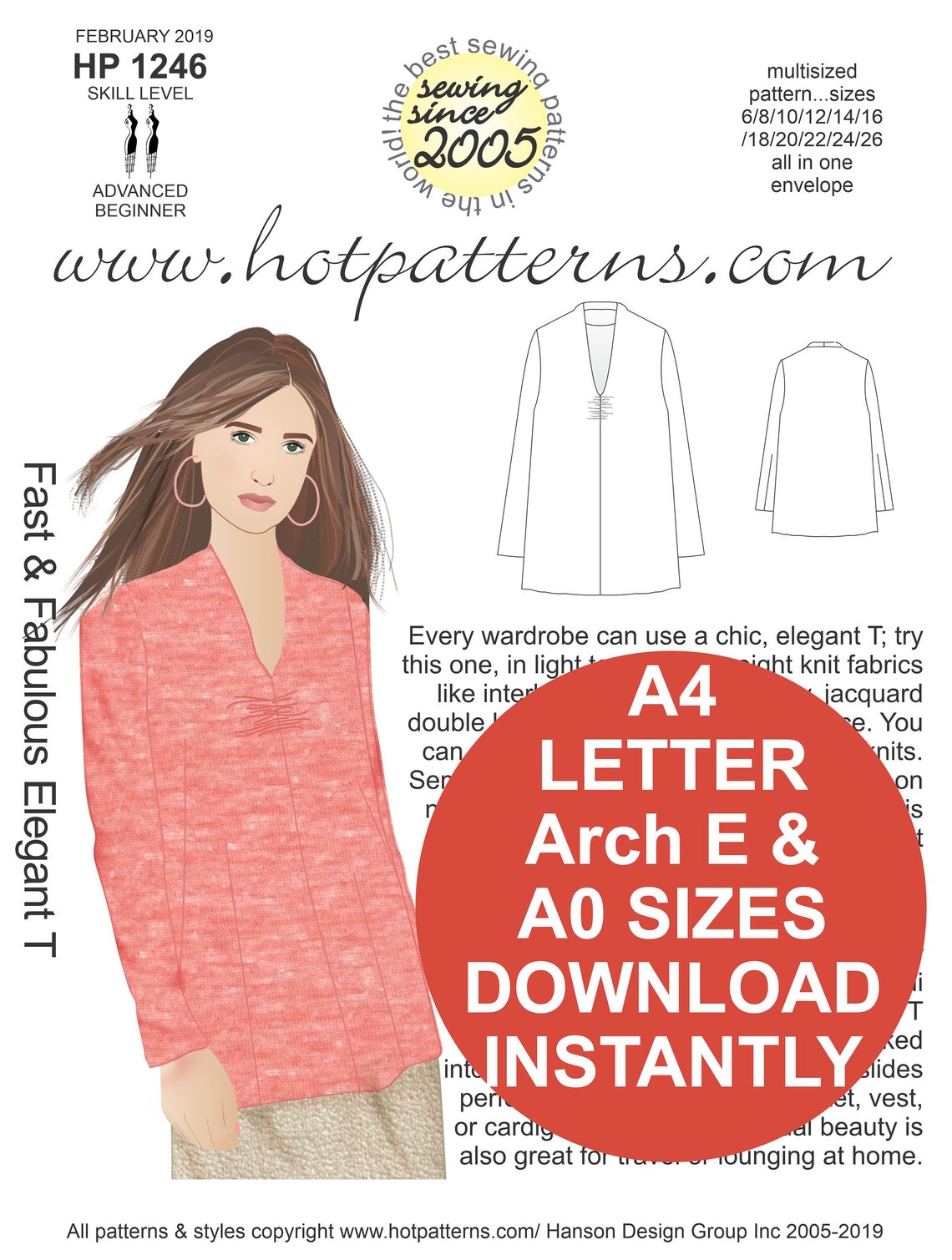 EASY T-shirt Sewing Pattern. Long Sleeve T. High Neck T. V-neck T ...