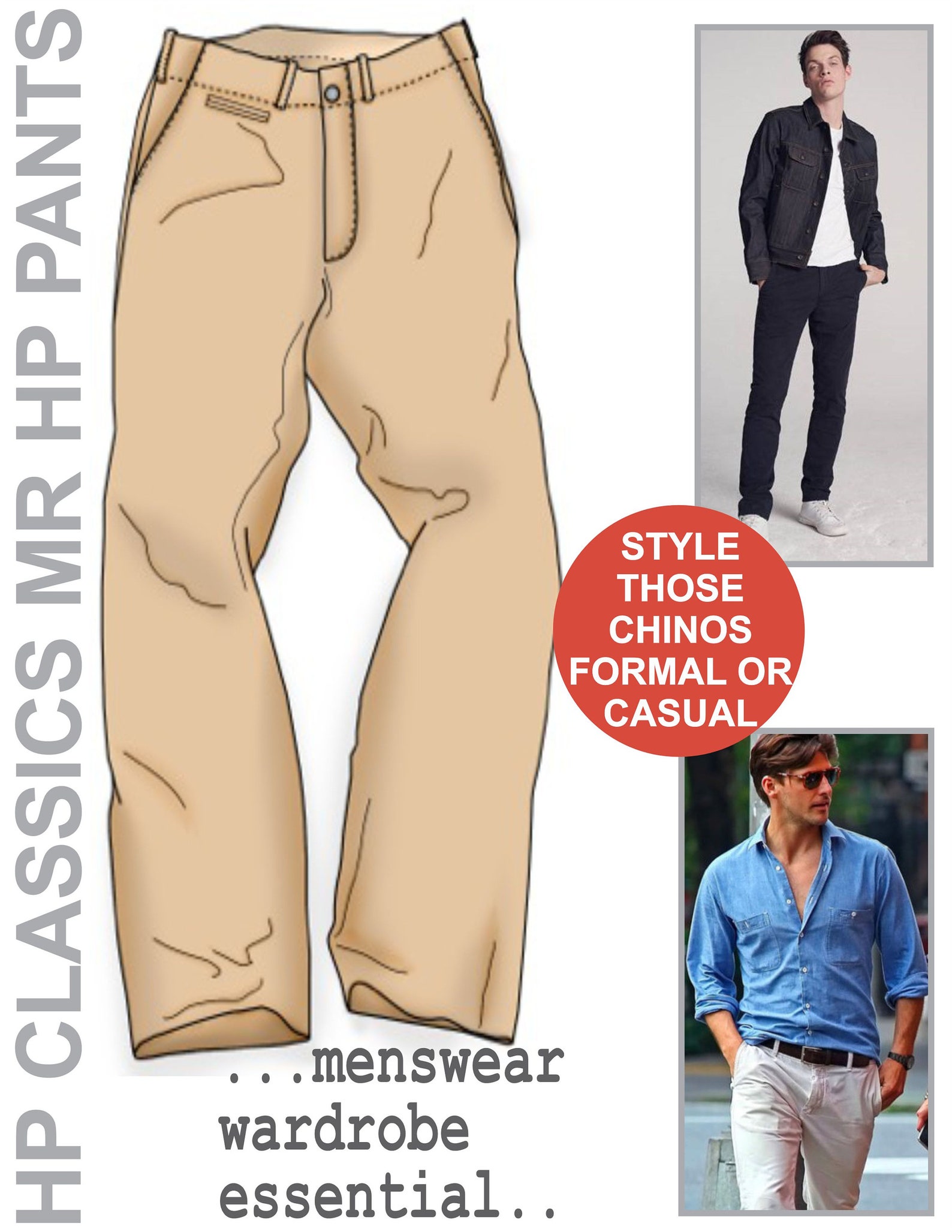 Men's Workaday Pants Sewing Pattern: Hotpatterns PDF Download - Etsy