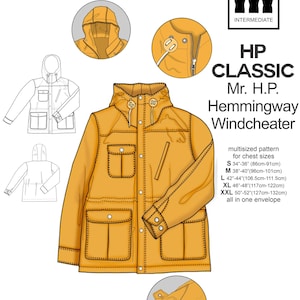 Men's Jacket Sewing Pattern. Hemmingway Windcheater. Casual Jacket ...