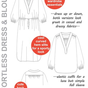 EASY Blouse Sewing Pattern. Effortless Dress & Blouse. V-neck Blouse ...