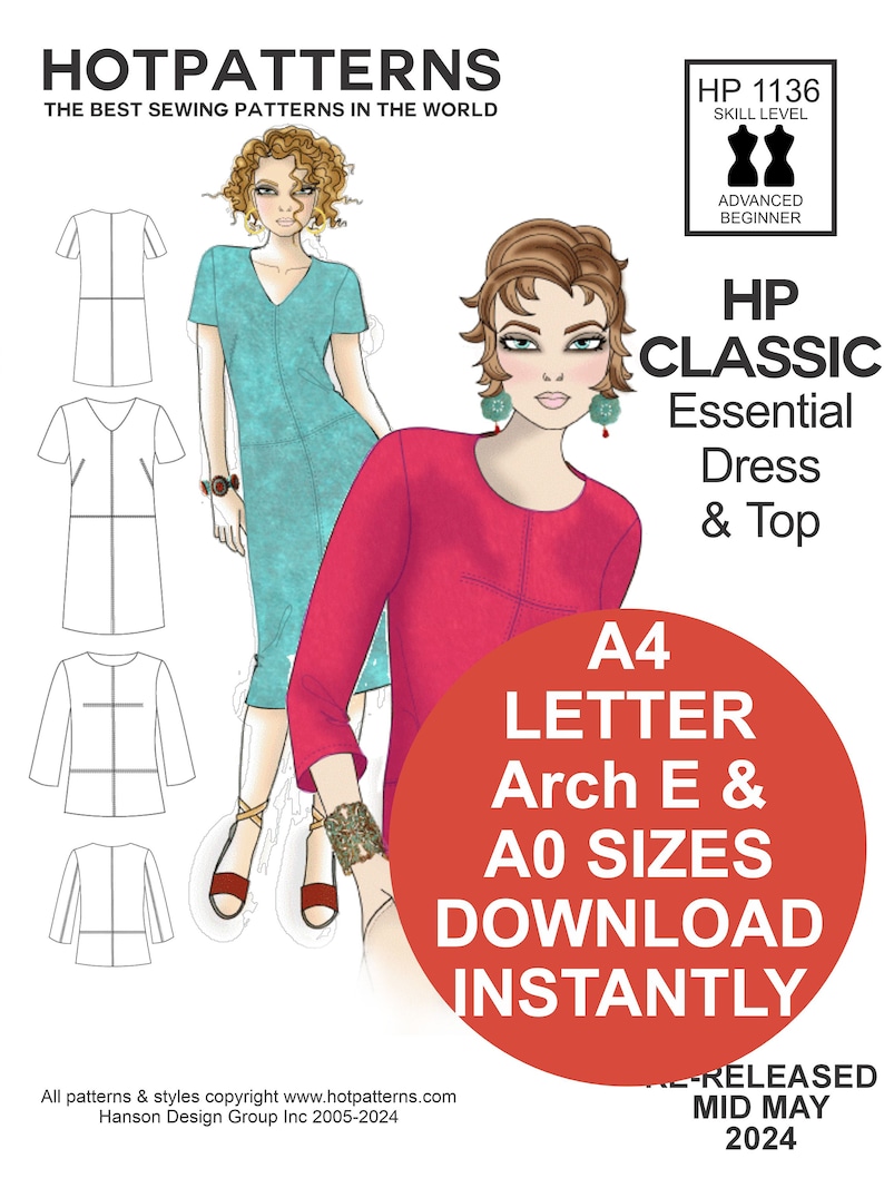 CLASSIC Dress and Top Sewing Pattern. Essential Dress & Top Pattern ...