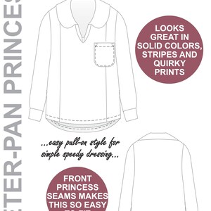 RETRO Top Sewing Pattern. Peter-pan Top. V-neck Top. Long Sleeve Top ...