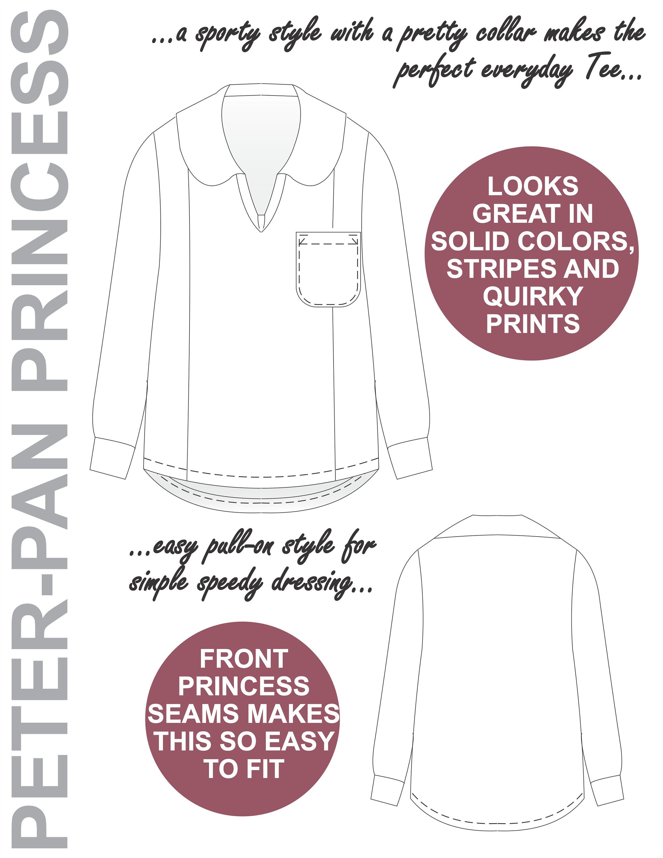 RETRO Top Sewing Pattern. Peter-pan Top. V-neck Top. Long Sleeve Top ...