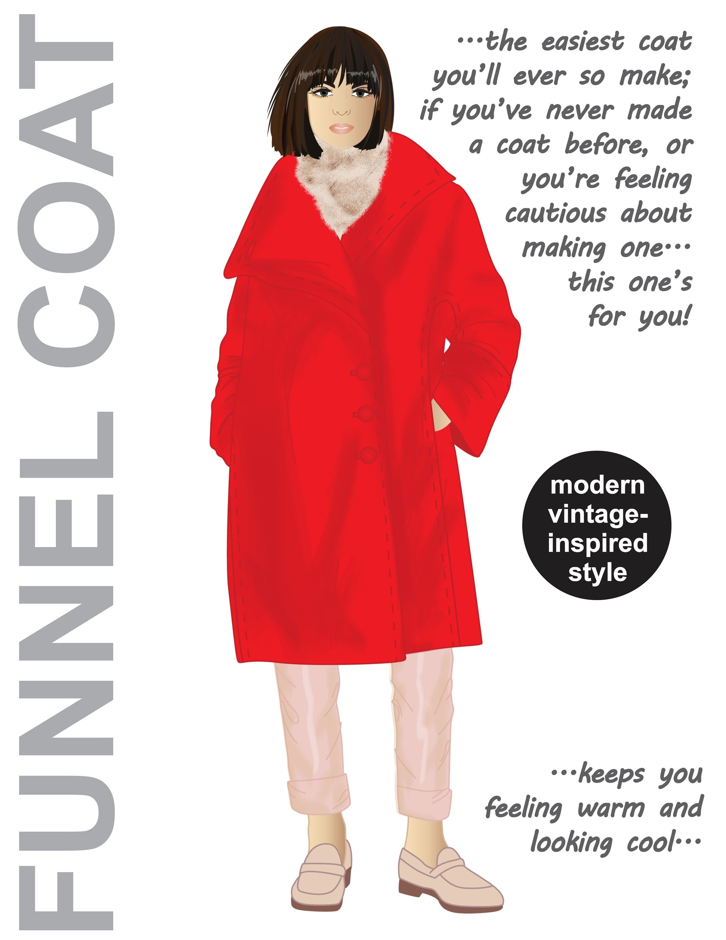 Coat Sewing Pattern. Easy Coat Pattern. Funnel Coat. Minimalist Coat ...