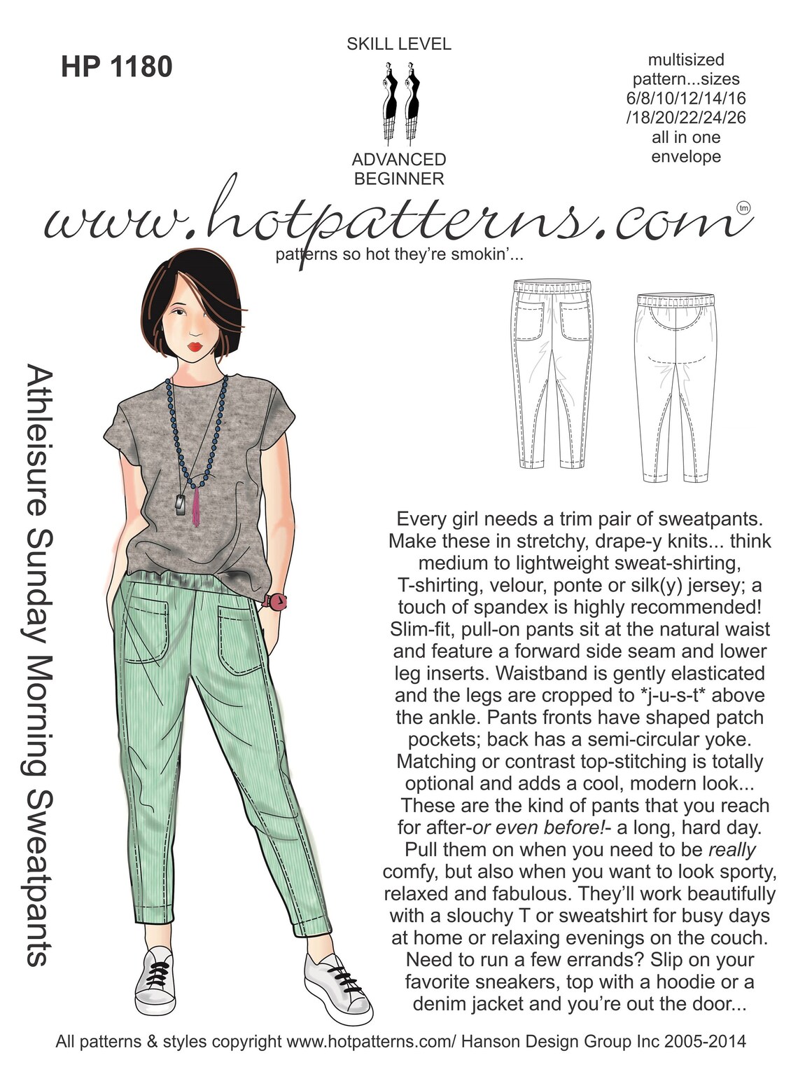 SLIM CROP PANTS Sewing Pattern. Sunday Morning Sweatpants. Sweatpants ...