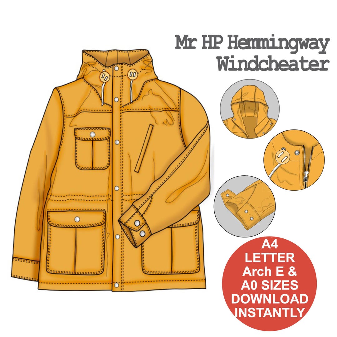 Men's Jacket Sewing Pattern. Hemmingway Windcheater. Casual Jacket ...