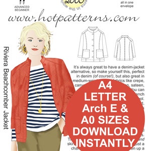 Riviera Beachcomber Jacket Sewing Pattern: Semi-fitted Design (sizes 6-26) (digital Download) - Etsy