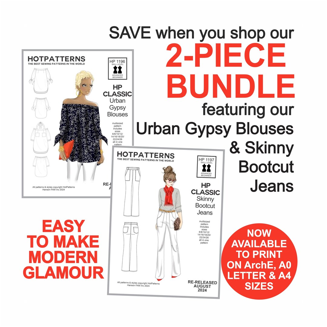 HP CLASSICS 2-piece Pattern Bundle. Urban Gypsy Blouses. Skinny Bootcut ...