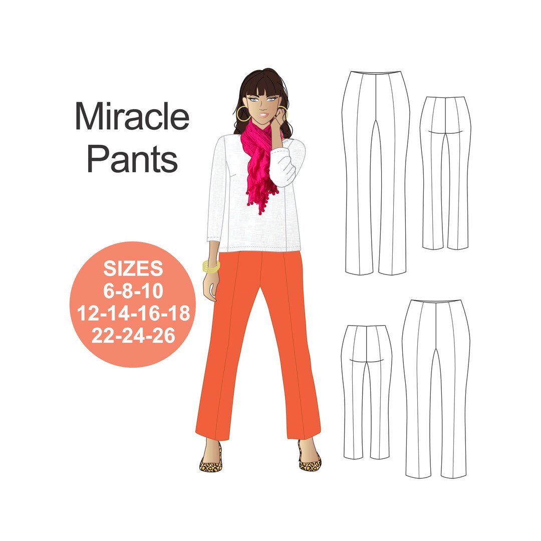 Miracle Pants Sewing Pattern: Pull-on Crop Pants, Plus Size (digital ...