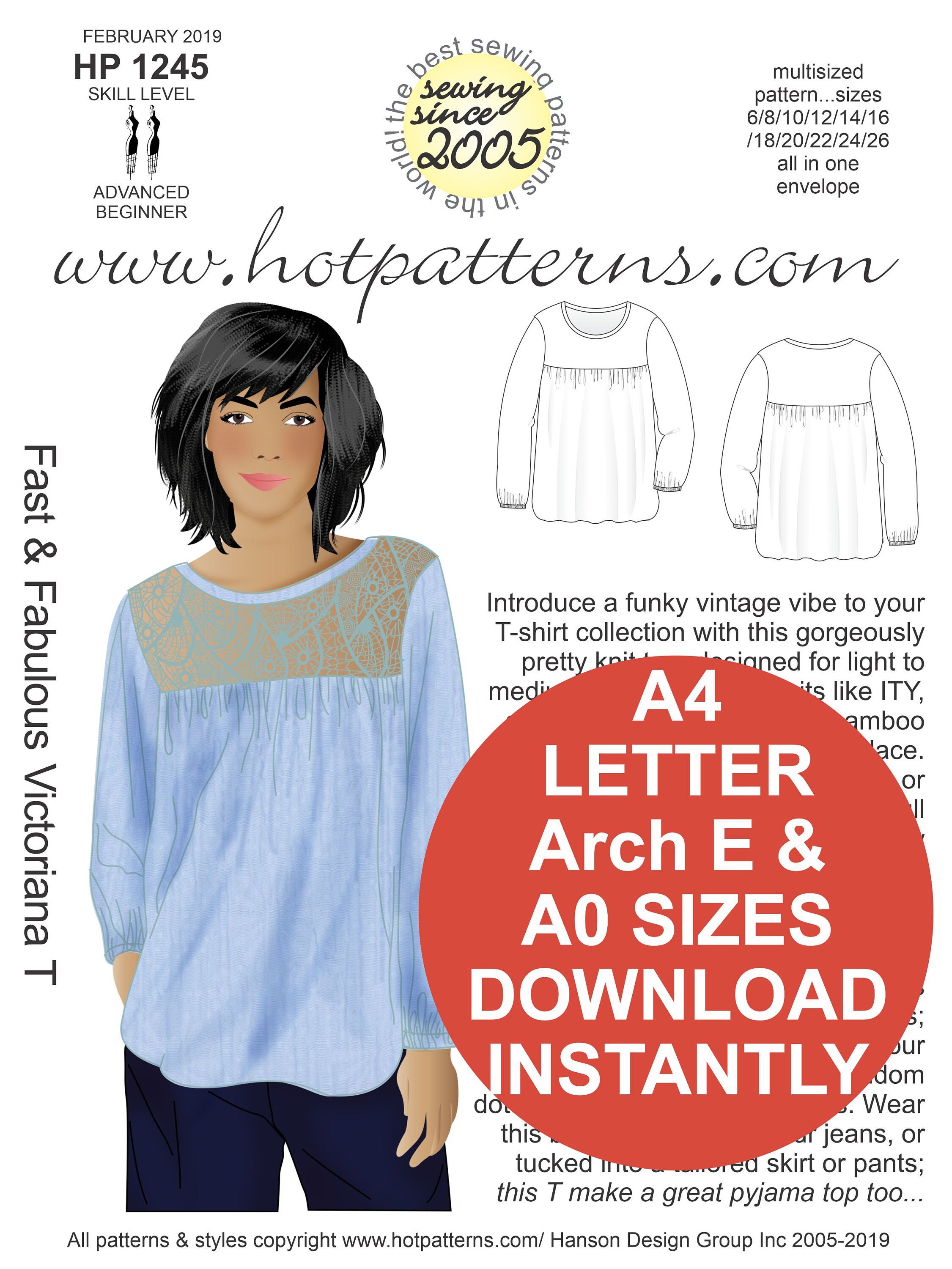Vintage T-shirt Sewing Pattern. Easy-to-sew. Fast & Fabulous Victoriana ...