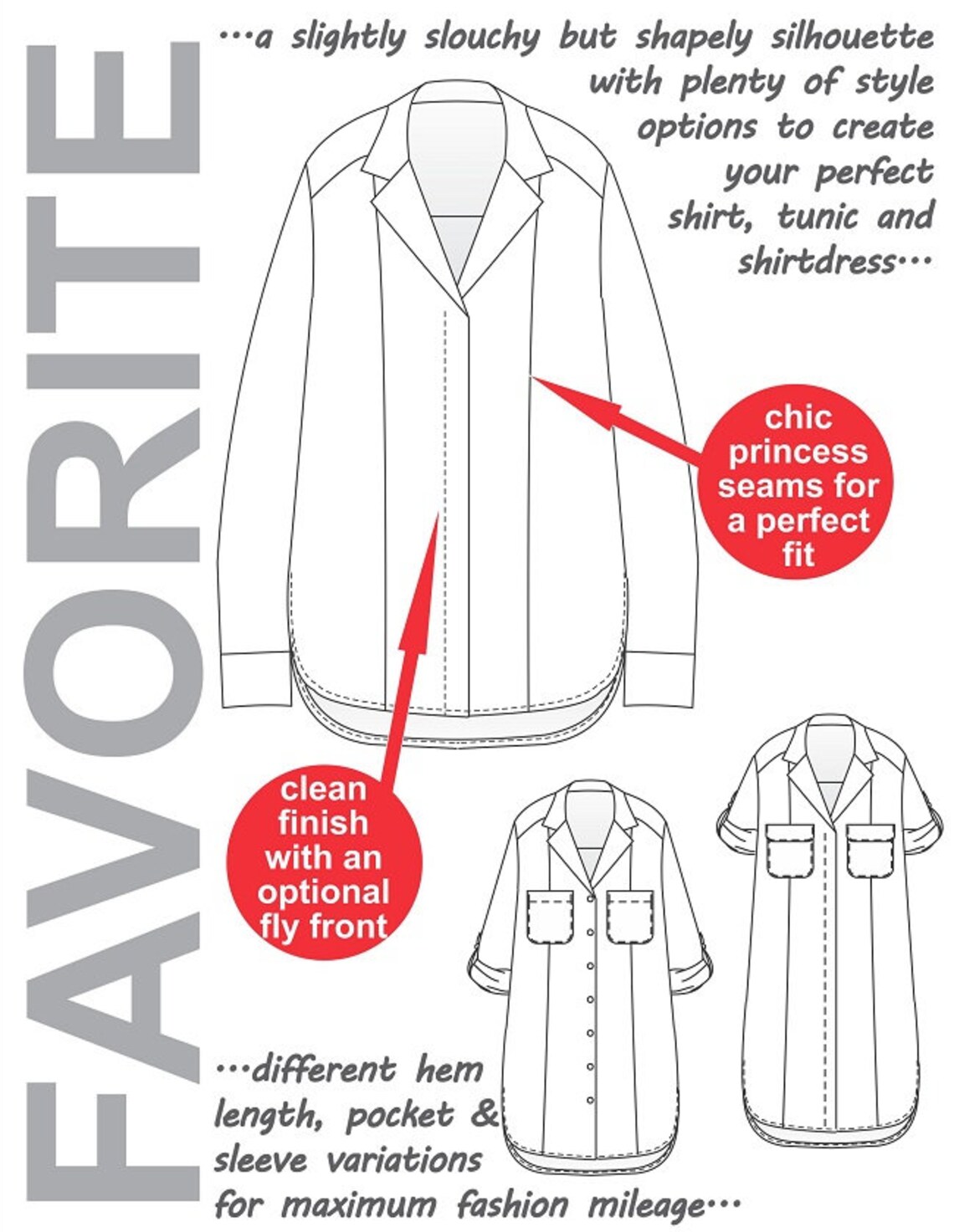 CLASSIC Shirt Sewing Pattern. Long Sleeve Shirt Pattern. Button Down ...