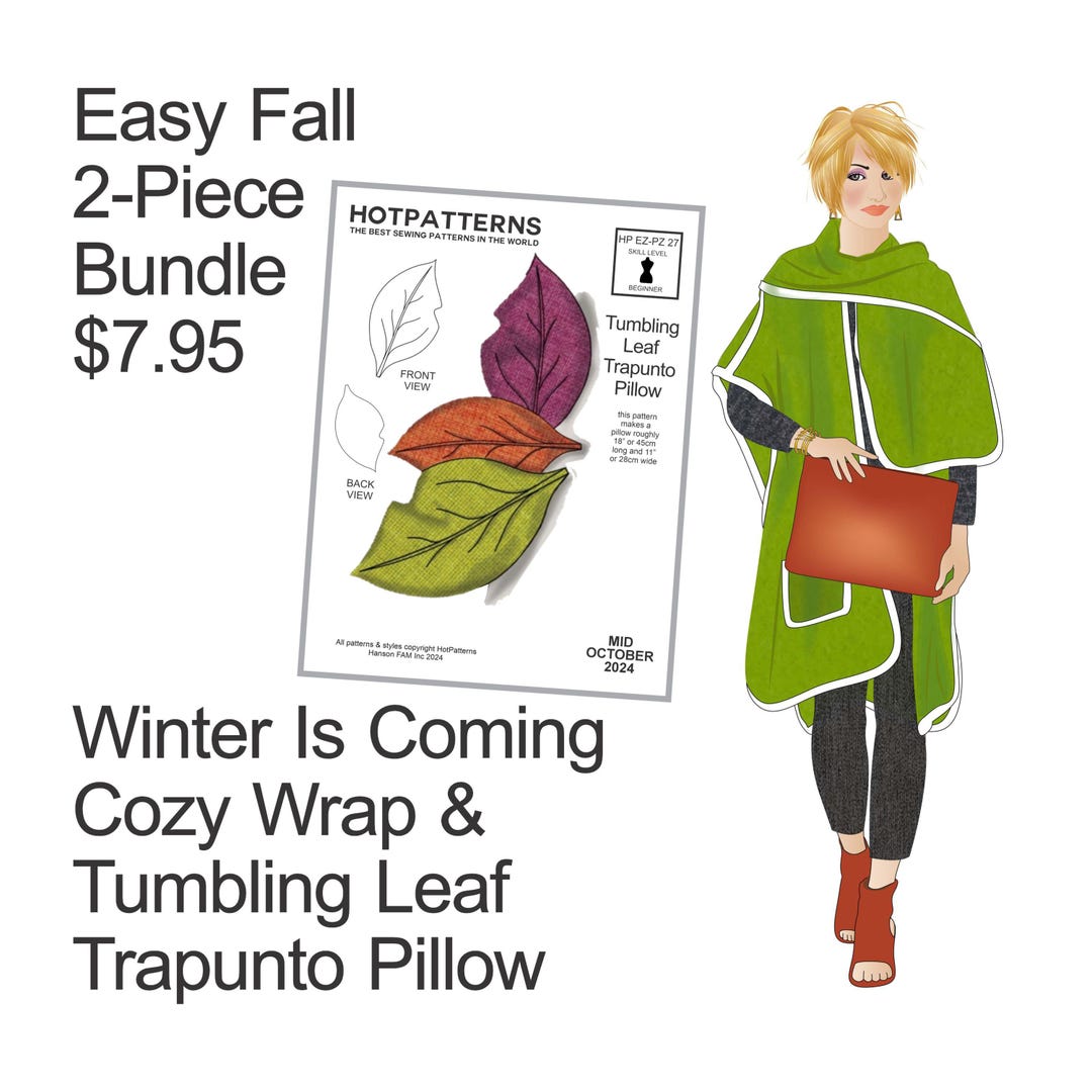 EASY FALL 2-piece Pattern Bundle. Winter is Coming Cozy Wrap. Tumbling ...