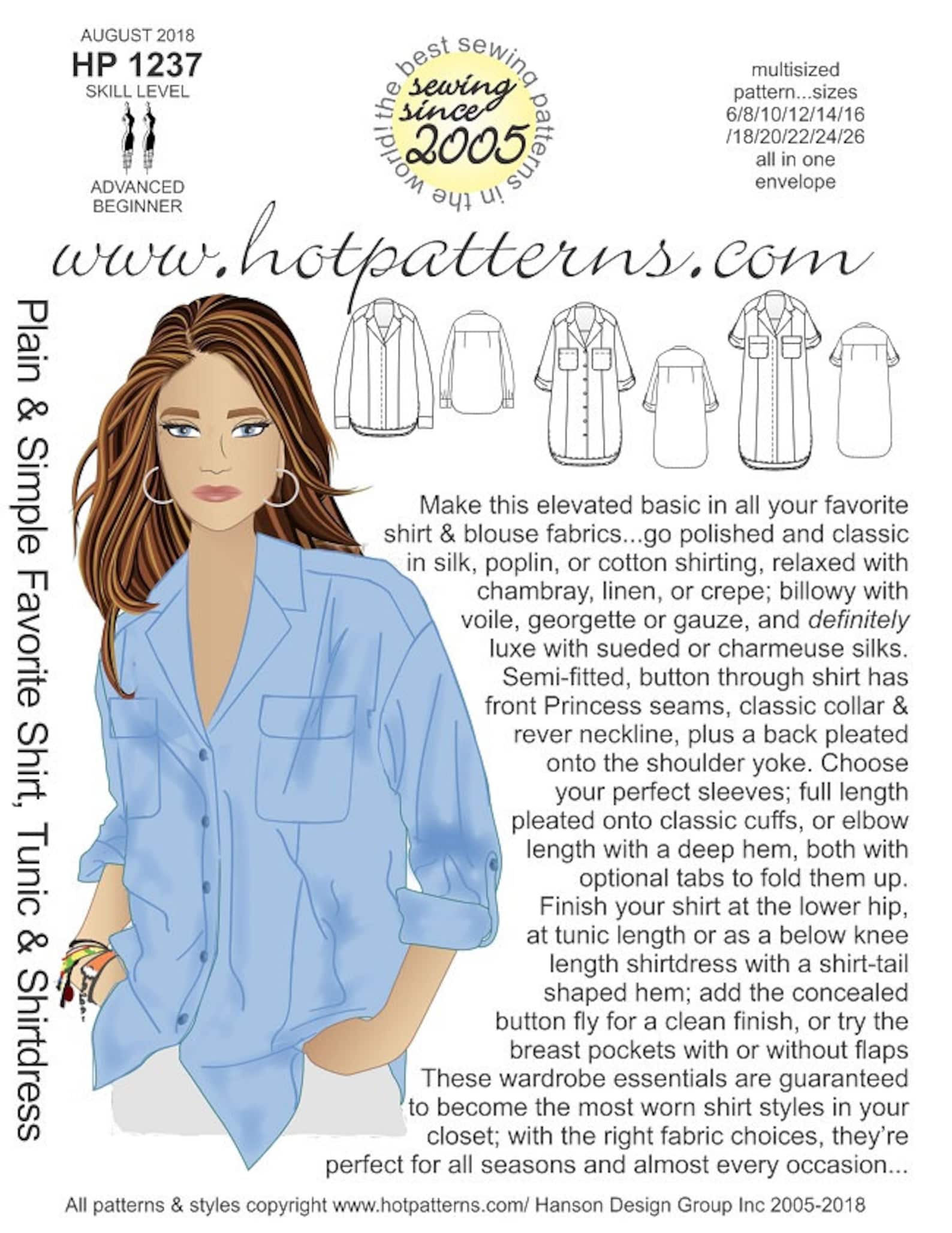 CLASSIC Shirt Sewing Pattern. Long Sleeve Shirt Pattern. Button Down ...