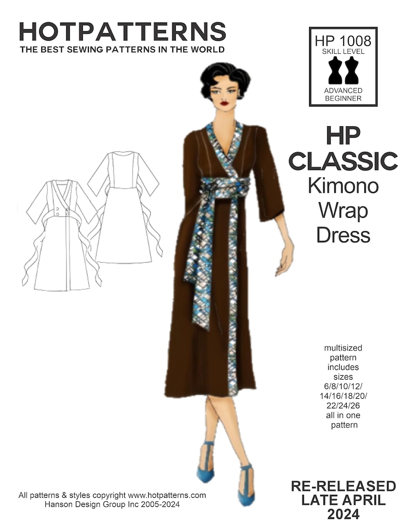 CLASSIC WRAP DRESS Sewing Pattern. Kimono Wrap Dress. 3/4 Sleeve Dress ...