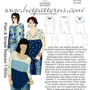 EASY T-shirt Sewing Pattern. Relaxed T. Boat Neck T. V-neck T. Scoop ...