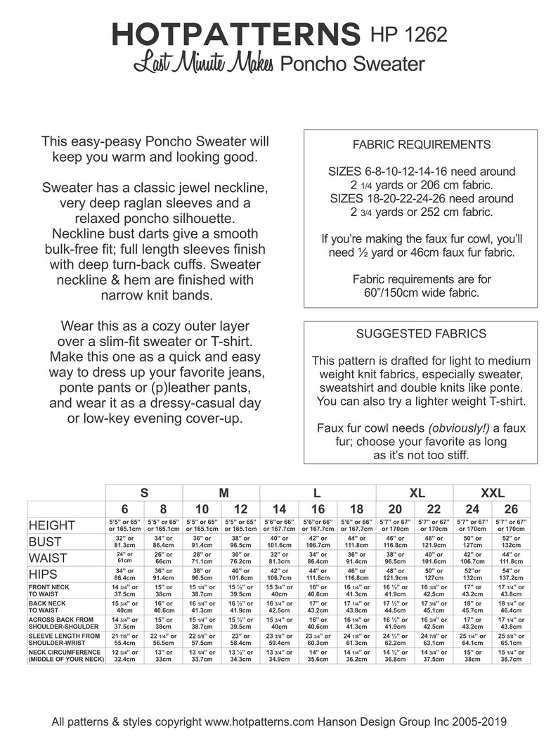 Boho Poncho Sweater Sewing Pattern: Fur Collar, Easy Beginner (PDF ...