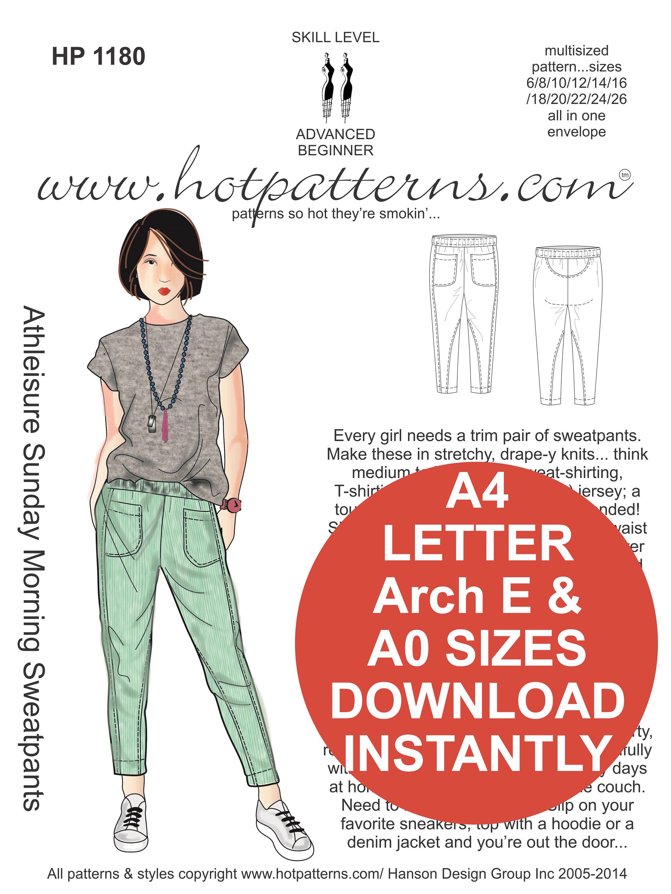 SLIM CROP PANTS Sewing Pattern. Sunday Morning Sweatpants. Sweatpants ...