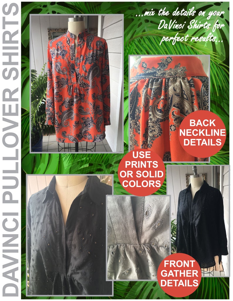 CHIC Shirt Sewing Pattern. Long Sleeve Blouse Pattern. Collared Blouse ...