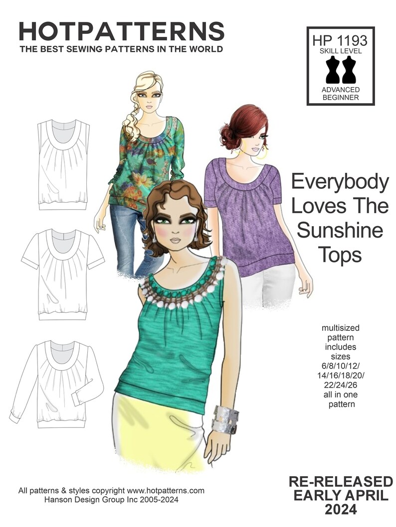 EASY JERSEY Top Sewing Pattern. Best Seller. Sunshine Top. Sleeveless ...