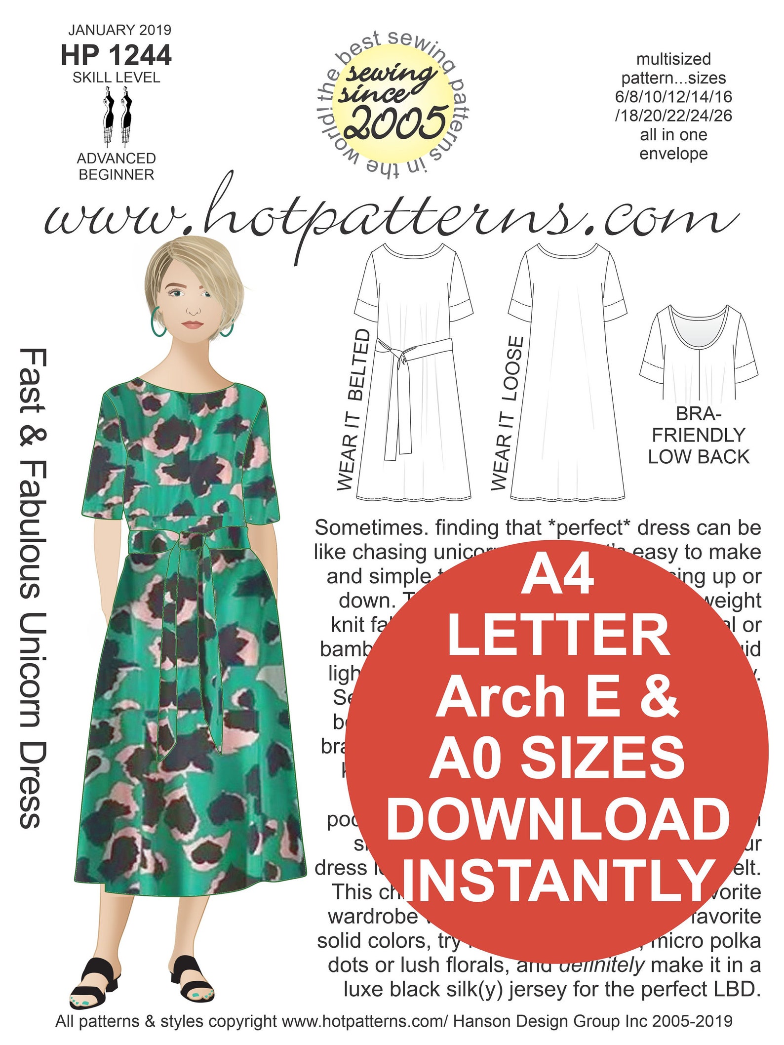 RETRO Dress Sewing Pattern. Easy-to-sew Dress Pattern. Unicorn Dress. A ...