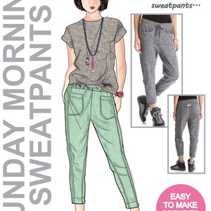 SLIM CROP PANTS Sewing Pattern. Sunday Morning Sweatpants. Sweatpants ...