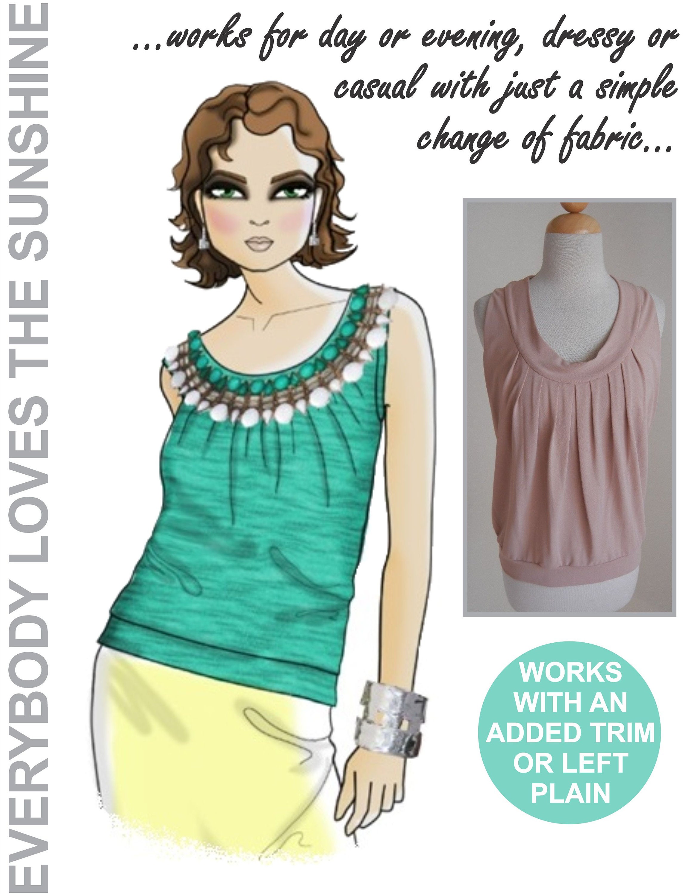 EASY JERSEY Top Sewing Pattern. Best Seller. Sunshine Top. Sleeveless ...
