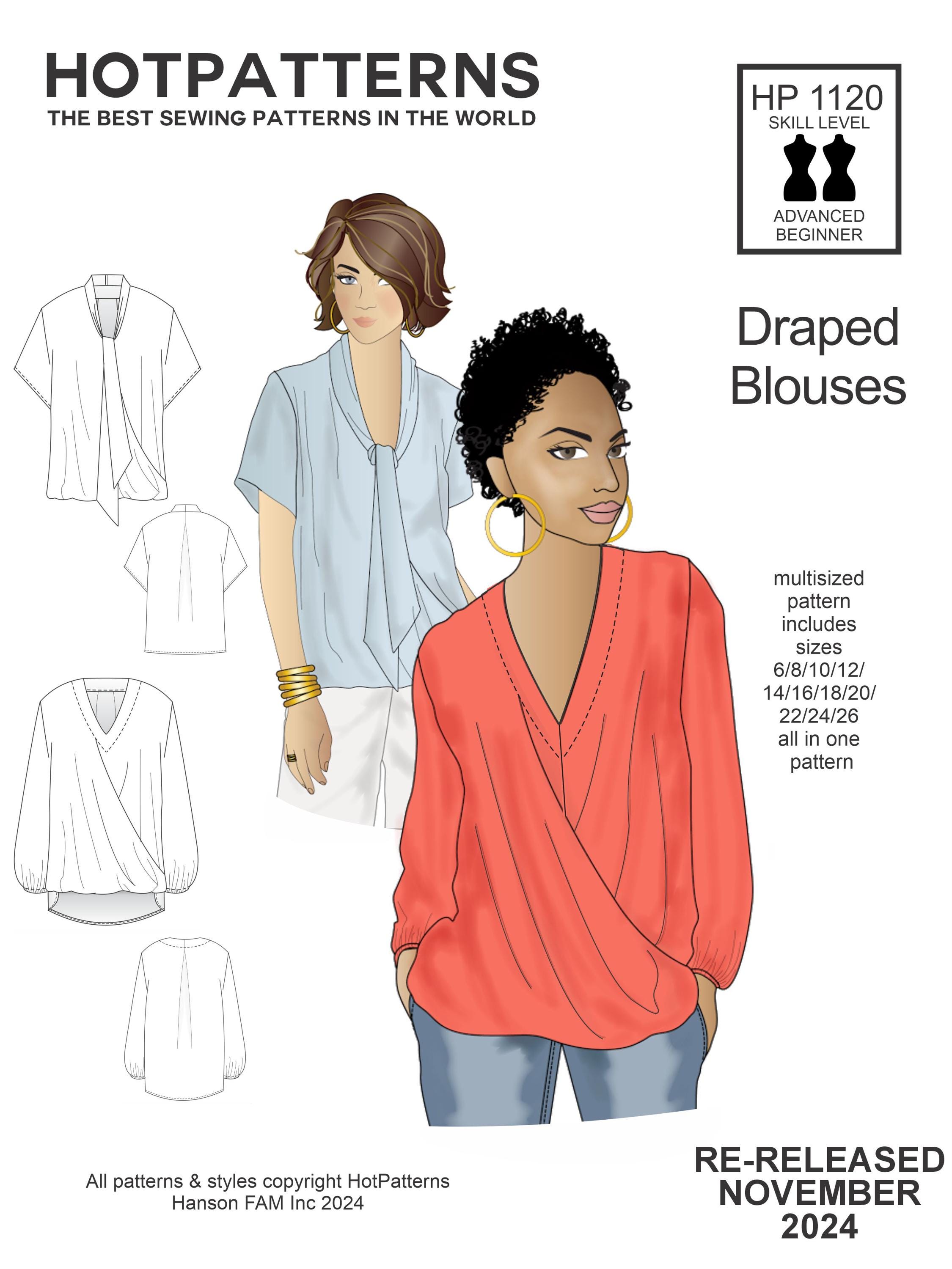 EASY Blouse Sewing Pattern. Draped Blouses. Wrap Blouse. Twist Front ...