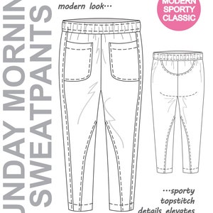 SLIM CROP PANTS Sewing Pattern. Sunday Morning Sweatpants. Sweatpants ...