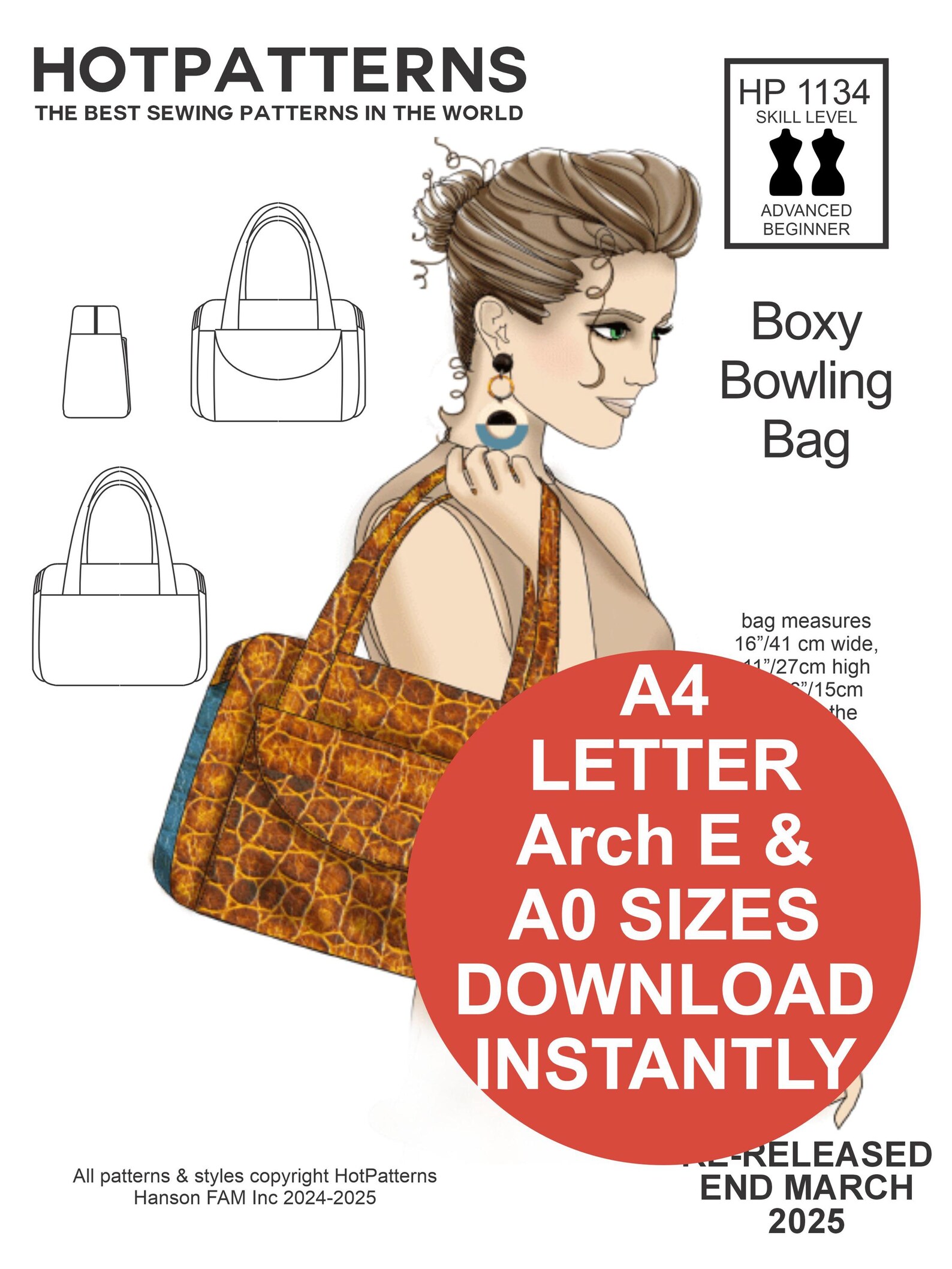 Boxy Bowling Bag Sewing Pattern: Lined Handbag With Pockets (digital ...