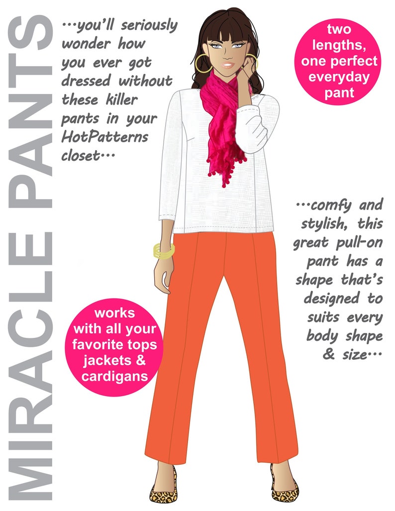 Miracle Pants Sewing Pattern: Pull-on Crop Pants, Plus Size (digital ...