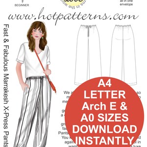 EASY BOHO Pants Sewing Pattern. Pull-on Pants Pattern. Wide Leg Pants ...