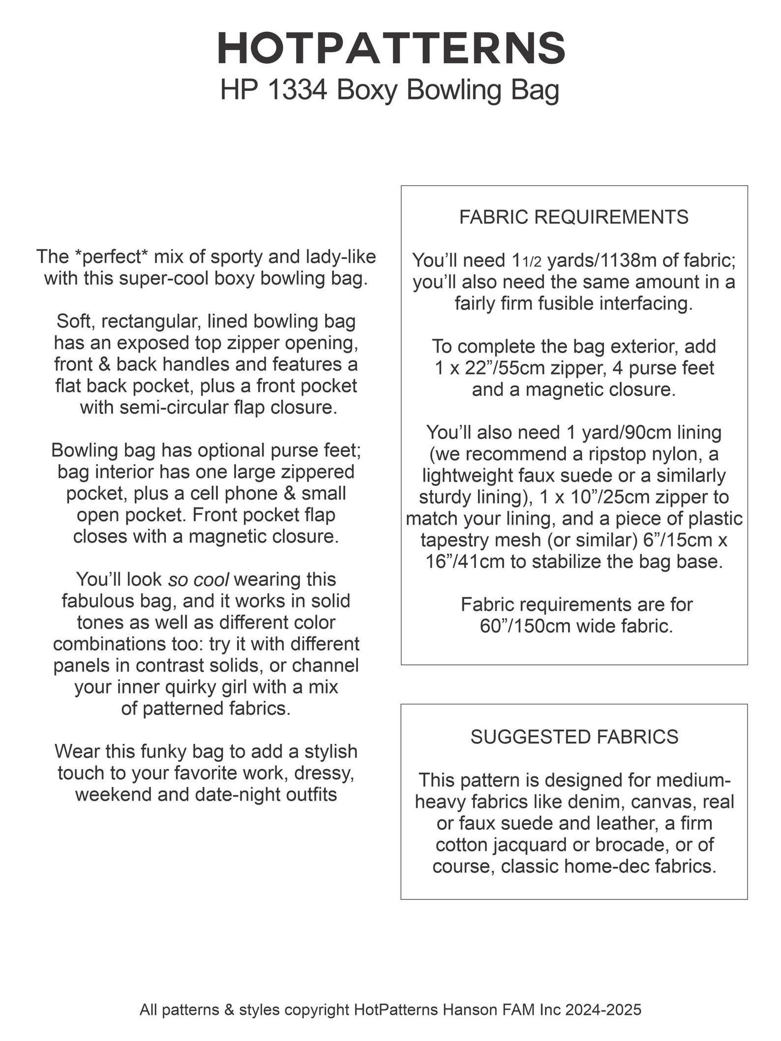 Boxy Bowling Bag Sewing Pattern: Lined Handbag With Pockets (digital ...