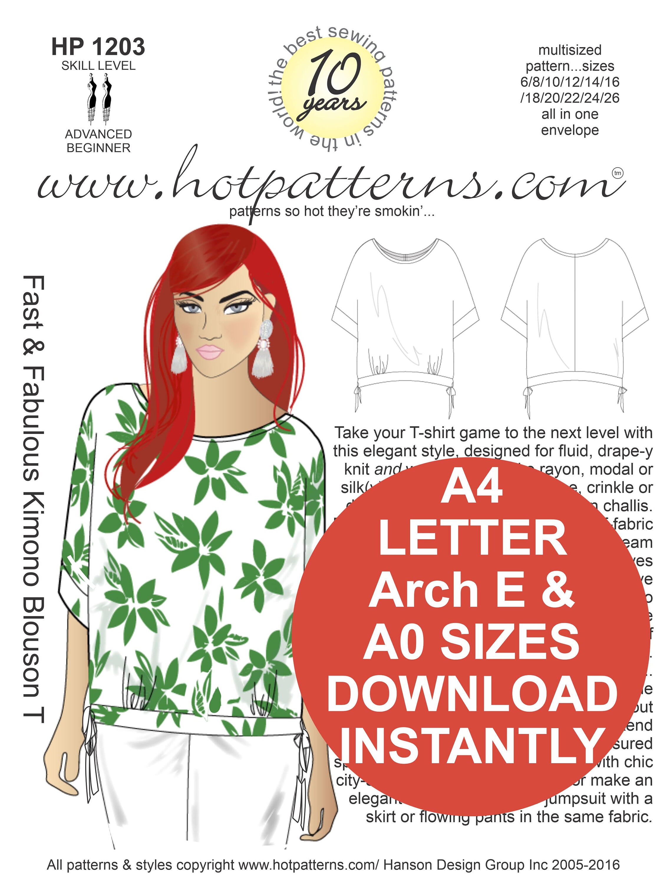 Kimono Blouse Sewing Pattern: Easy-sew, Plus Size (digital Download) - Etsy