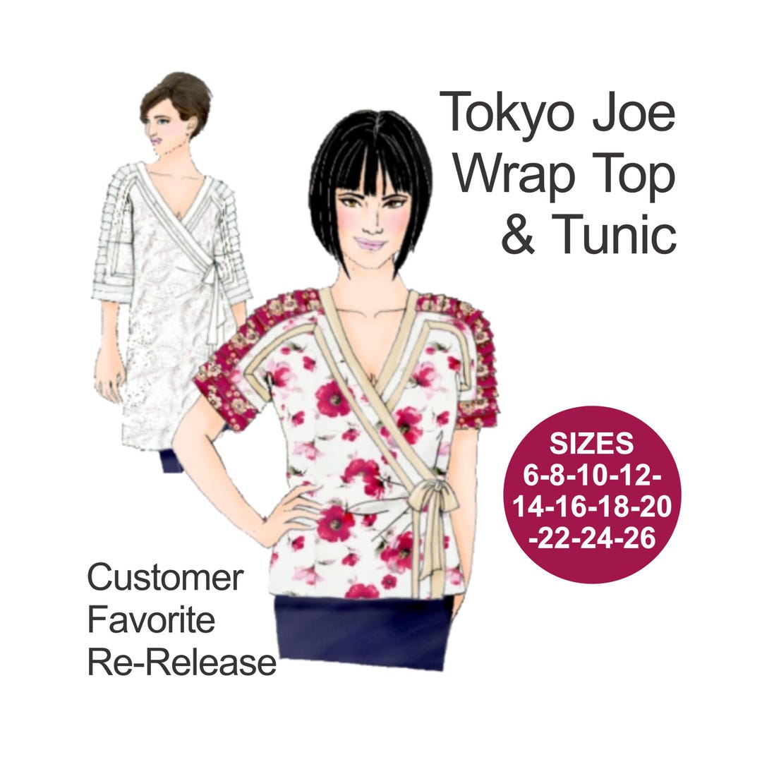 Wrap Top & Tunic Sewing Pattern: Pleated Sleeve, Relaxed Fit (digital ...
