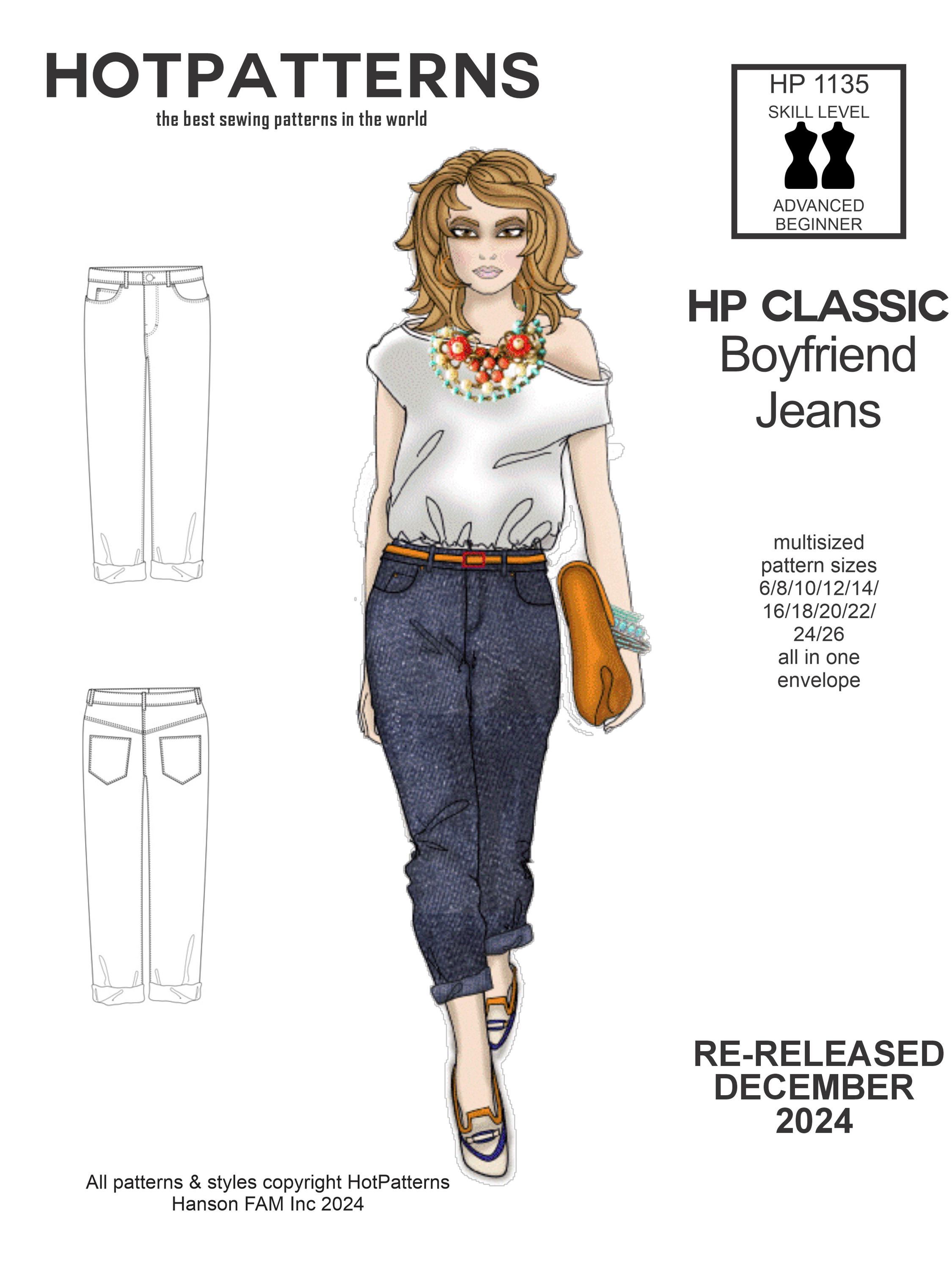 Hotpatterns Sizes 6-26 BOYFRIEND JEANS Pattern. PDF Pattern for ...