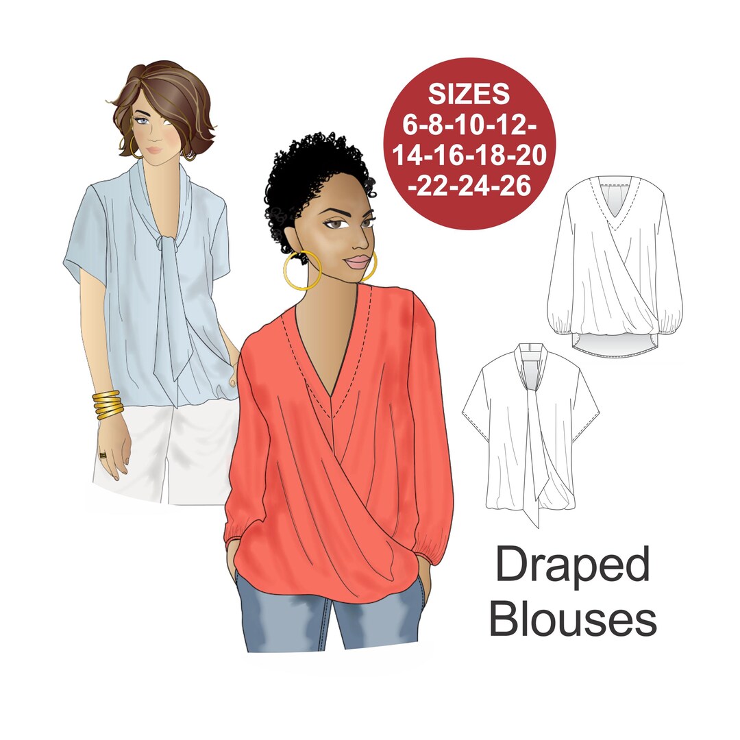 EASY Blouse Sewing Pattern. Draped Blouses. Wrap Blouse. Twist Front ...