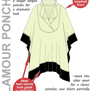 GLAM Poncho Sewing Pattern. Fleece Sewing Pattern. Easy Poncho Pattern ...