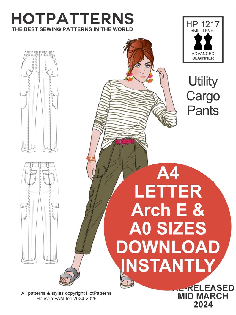 Utility Cargo Pants Sewing Pattern: Plus Size (digital Download) - Etsy
