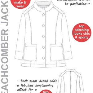 Riviera Beachcomber Jacket Sewing Pattern: Semi-fitted Design (sizes 6 ...