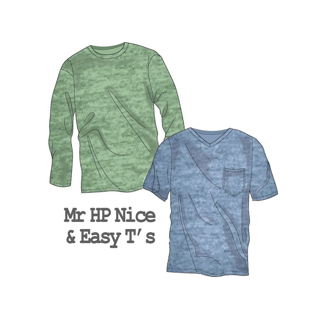 Men's T-shirt Sewing Pattern: Relaxed Fit Crew & V-neck (PDF Download ...