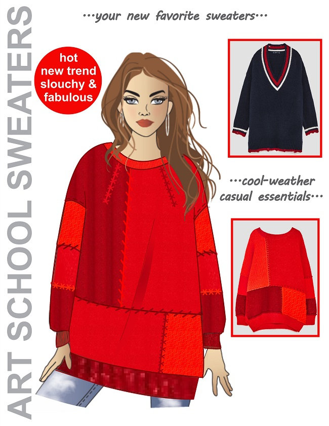 BOHO Sweater Sewing Pattern. Oversize Sweater Pattern. Patchwork ...