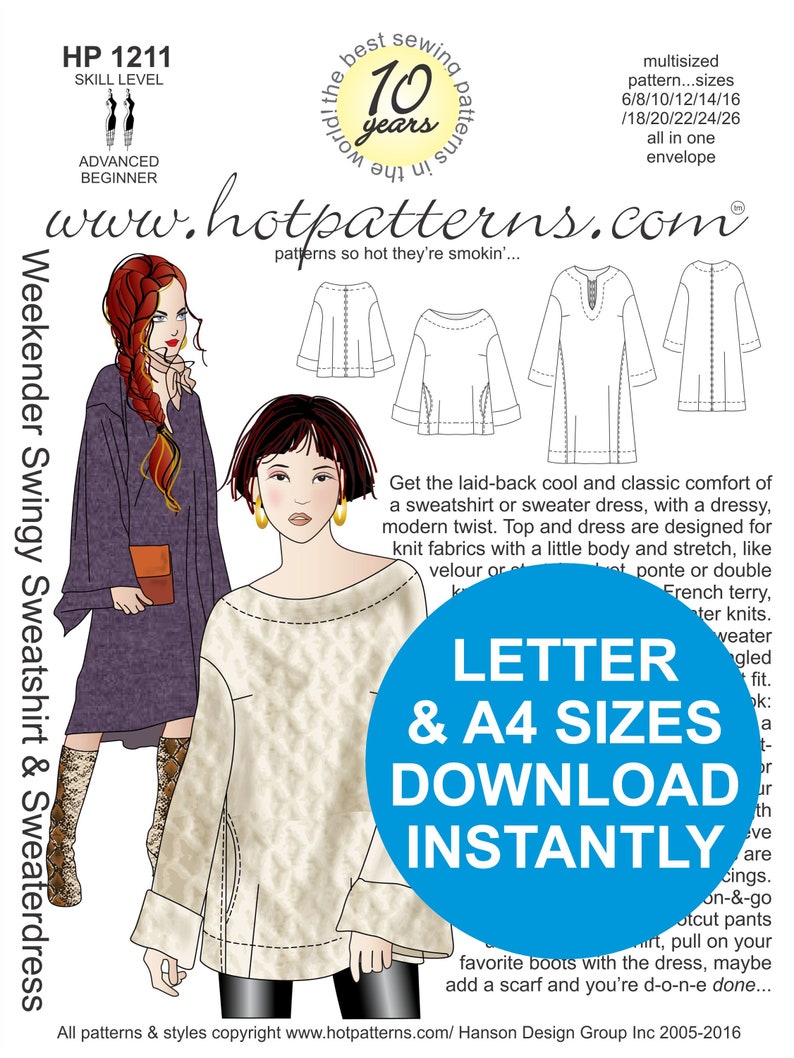 SWEATSHIRT DRESS Sewing Pattern. Sweatshirt Pattern. Sweatshirt Dress ...