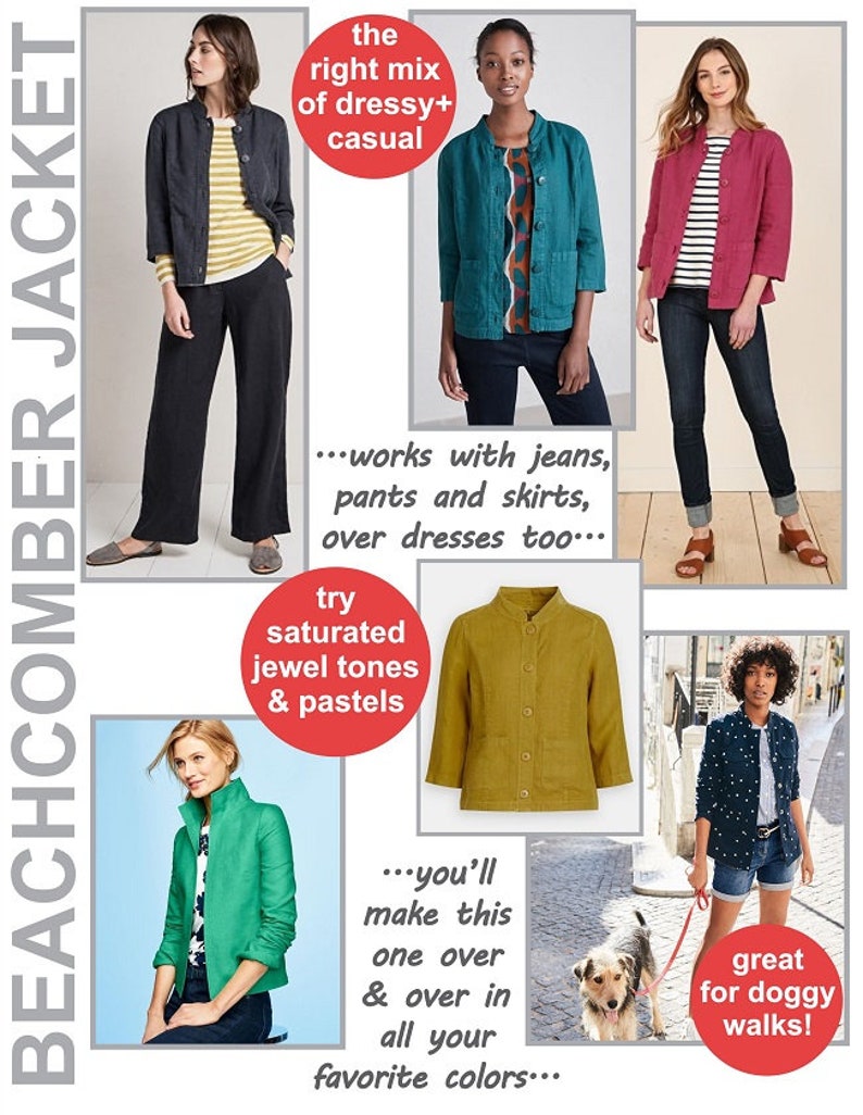 Riviera Beachcomber Jacket Sewing Pattern: Semi-fitted Design (sizes 6 ...