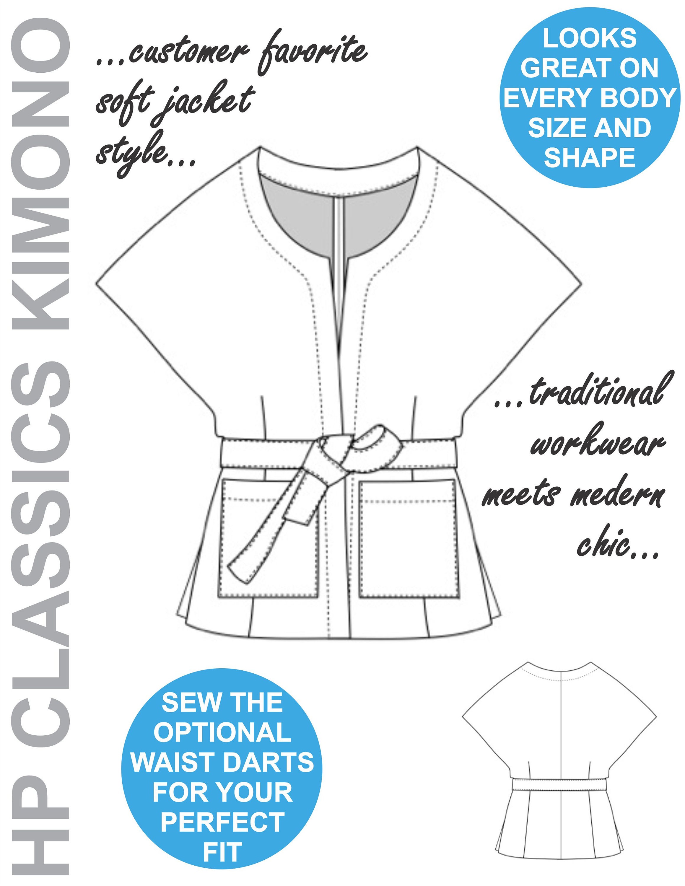 Kimono Sewing Pattern. Kimono Jacket Pattern. Easy-to-sew. Instant PDF ...