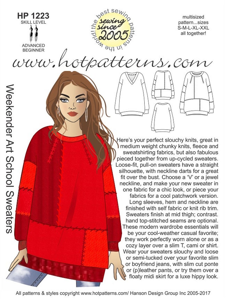 BOHO Sweater Sewing Pattern. Oversize Sweater Pattern. Patchwork ...