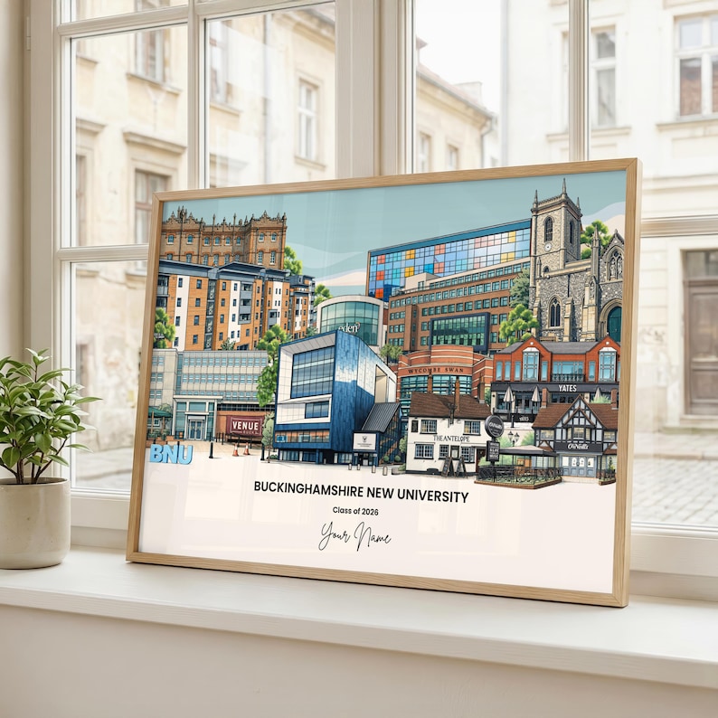 Buckinghamshire New University Graduation Print, Personalised Skyline ...