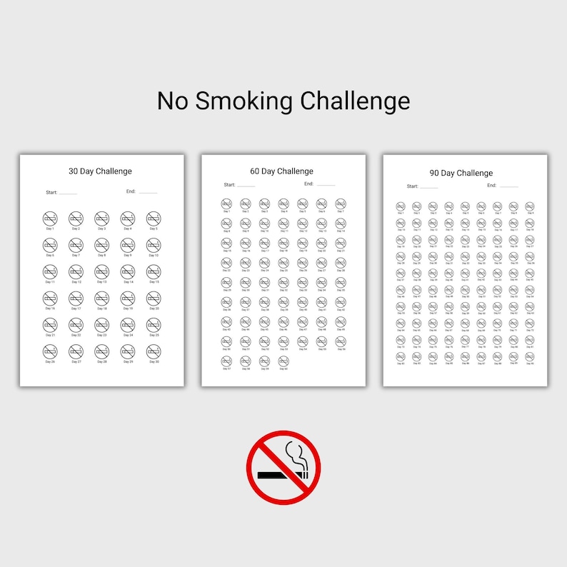 Quit Smoking Printable Challenge. Stop Smoking Tracker | A4 A5 Letter ...
