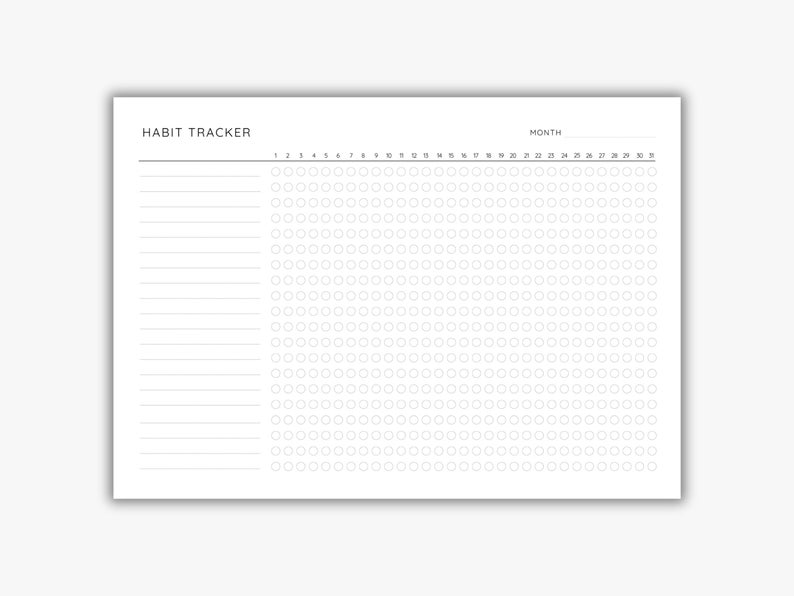 Monthly Habit Tracker Printable, Fillable PDF, A3/a4/a5/letter - Etsy